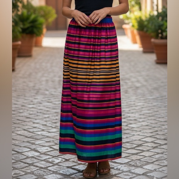 Vintage | Skirts | Vintage Vibrant Striped A Line Maxi Skirt | Poshmark